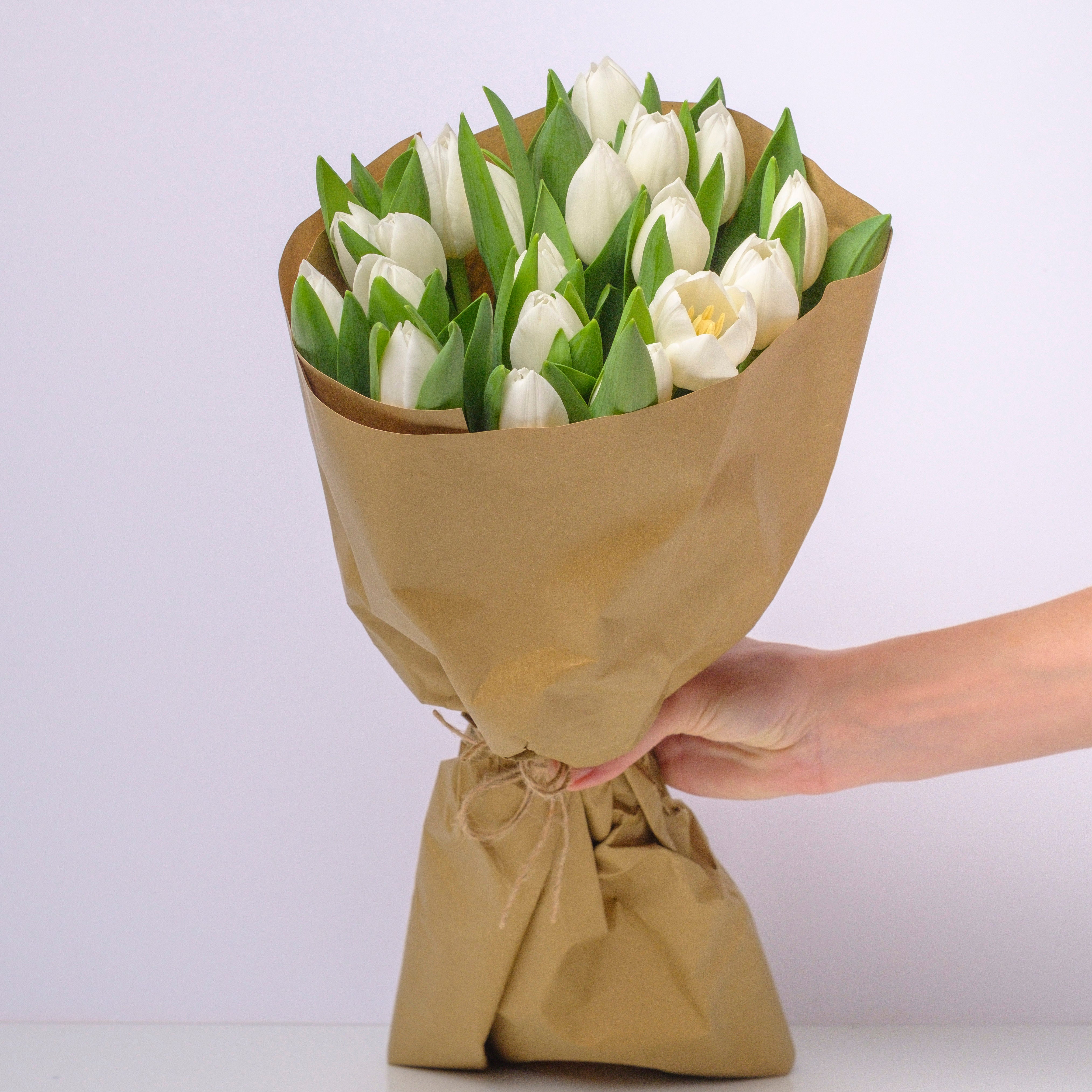 White Tulip Bouquet – Pure Elegance | Blush Petals Dubai – Blush Petals Flower Shop