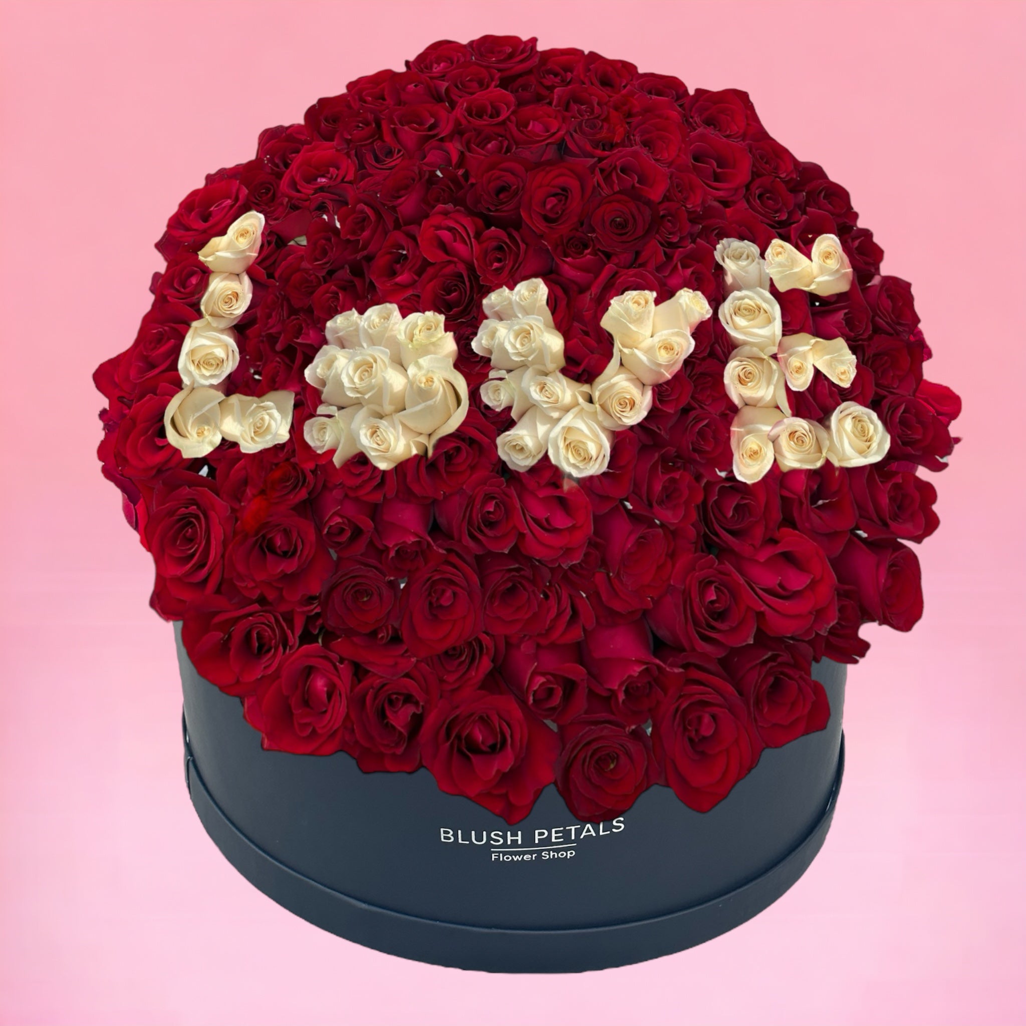 Love Letter Box | 87 Red Roses & White Baby Roses Valentine Gift Dubai ...